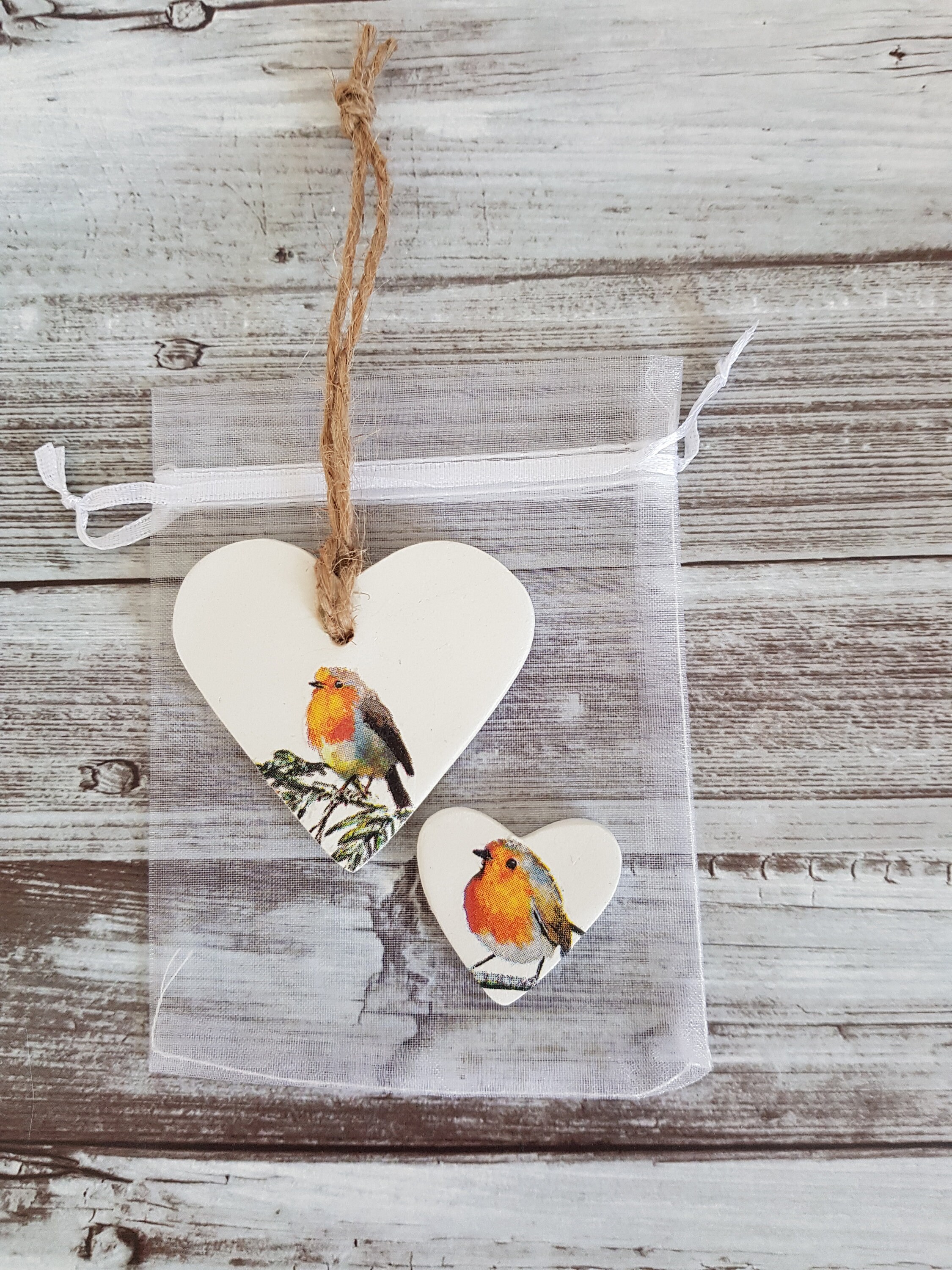 Set of Clay Robins Robin Heart Pocket Hug Robins Robins | Etsy