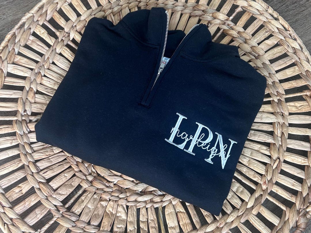 Embroidered LPN Quarter Zip Sweatshirt: Custom Name, Medical Apparel - Etsy
