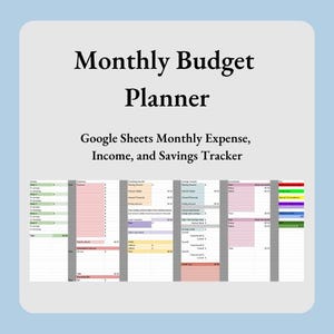 Google Sheets Monthly Budget Planner - Instant Digital Download Expense ...