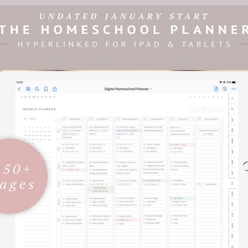 Digital Homeschool Planner January Start Undated Weekly - Etsy