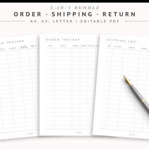 Order Tracker Printable Bundle – Shipping Log, Sales Order, Return Shipment Inserts – Inventory ...