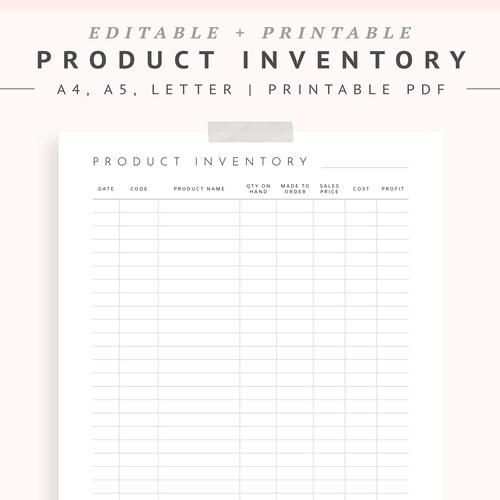 Editable Product Inventory List Printable Inventory Tracker | Etsy
