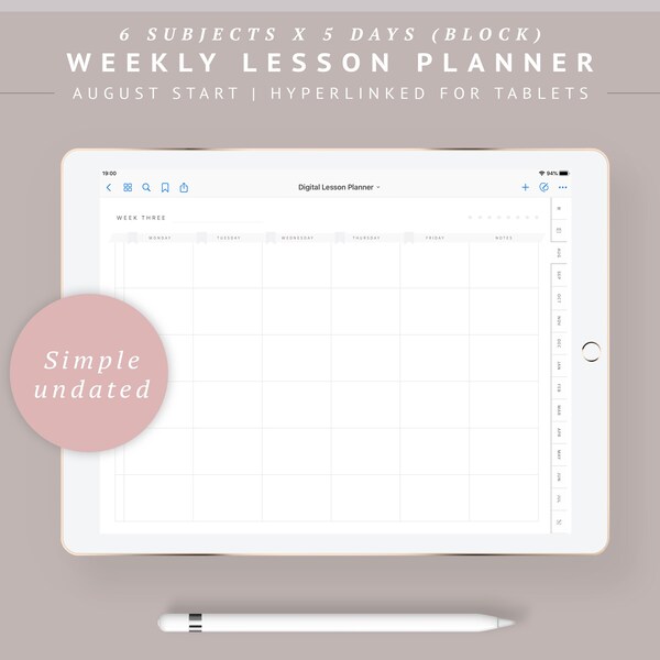 Undated Digital Lesson Planner - Etsy