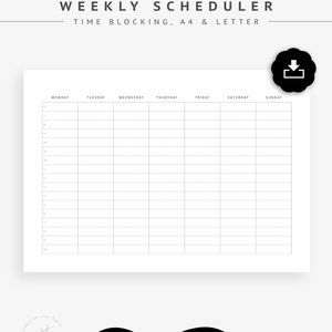 Weekly Schedule Printable, Horizontal Weekly Timetable, Minimalist Desk ...