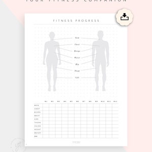 Body Measurement Chart Printable Weight Loss Tracker Fillable Body ...