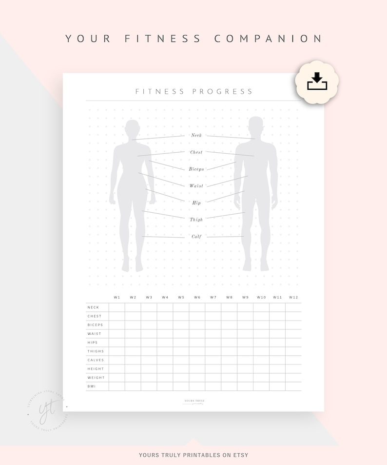 Body Measurement Chart Printable Fillable Body Measurements | Etsy