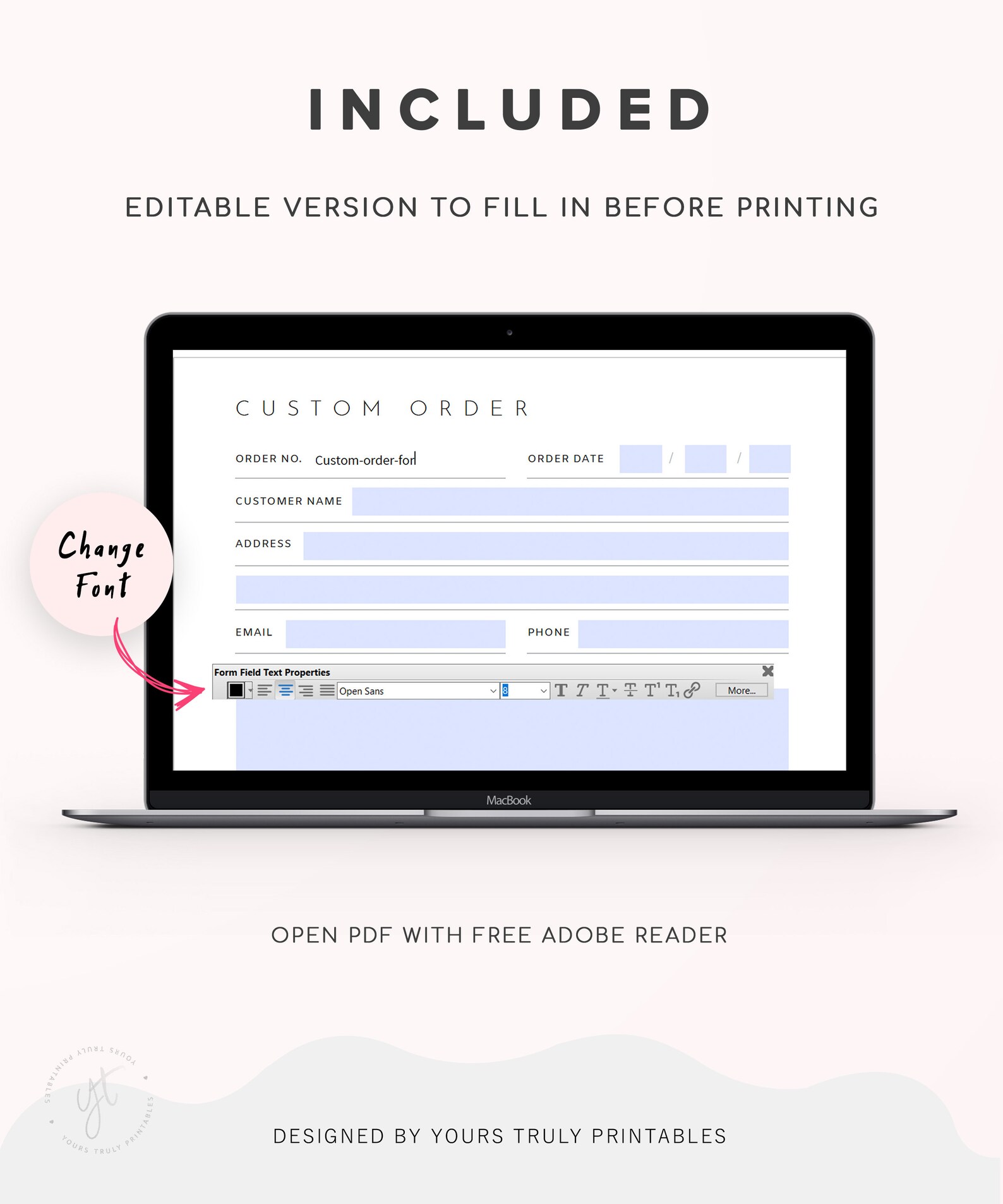 Editable Order Form Custom Order Sheet Template Printable - Etsy UK