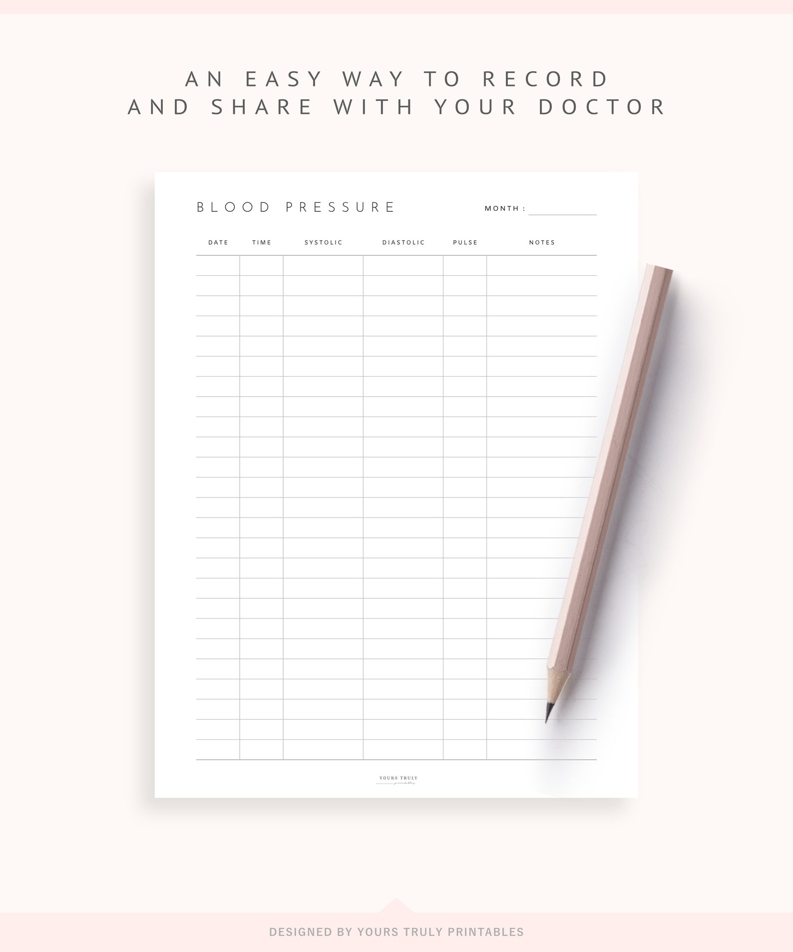 Blood Pressure Tracker Printable, Daily Blood Pressure Log, Monthly ...