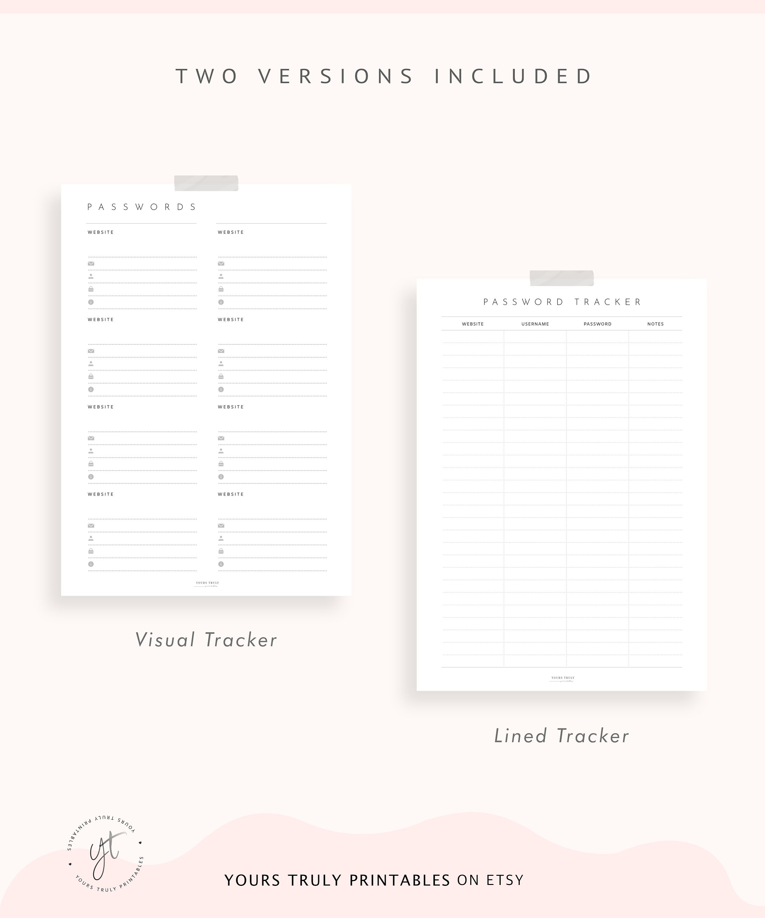 Editable Password Tracker Password Keeper Printable Password - Etsy Canada