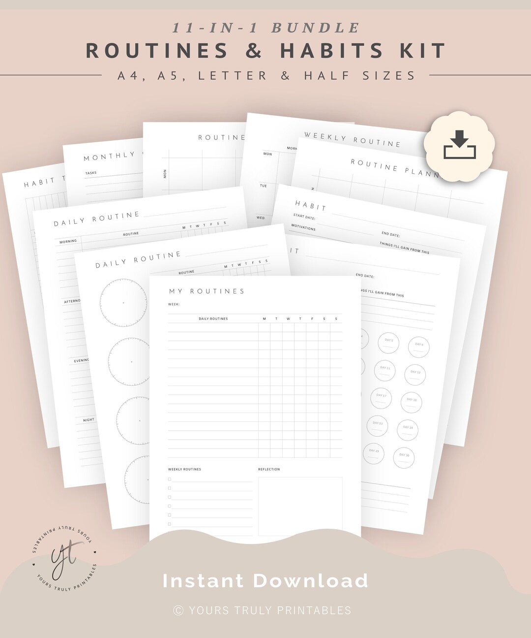 Daily Routine Printable, Weekly Routine Checklist Template, Morning ...