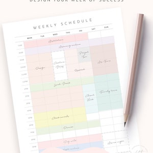 Weekly Schedule, Printable Weekly Timetable, Weekly Organizer, Blank ...