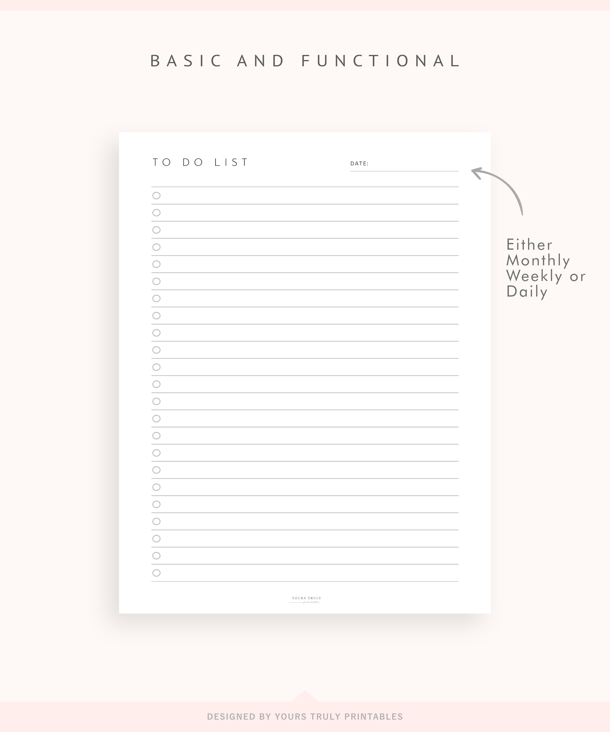 Editable to Do List Template Simple Daily Task List Weekly - Etsy