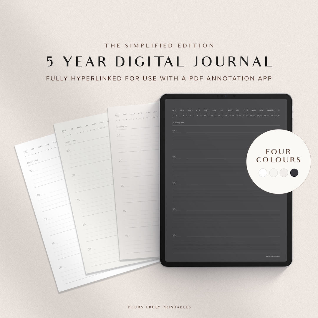 5 Year Digital Journal, One Line a Day Journal, Digital Daily Journal ...