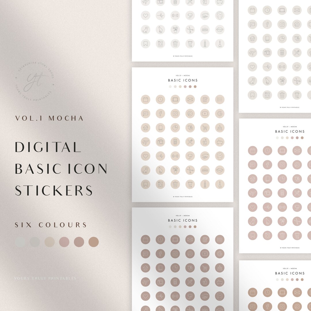 Neutral Icon Digital Stickers - Goodnotes Sticker Book, Everyday ...