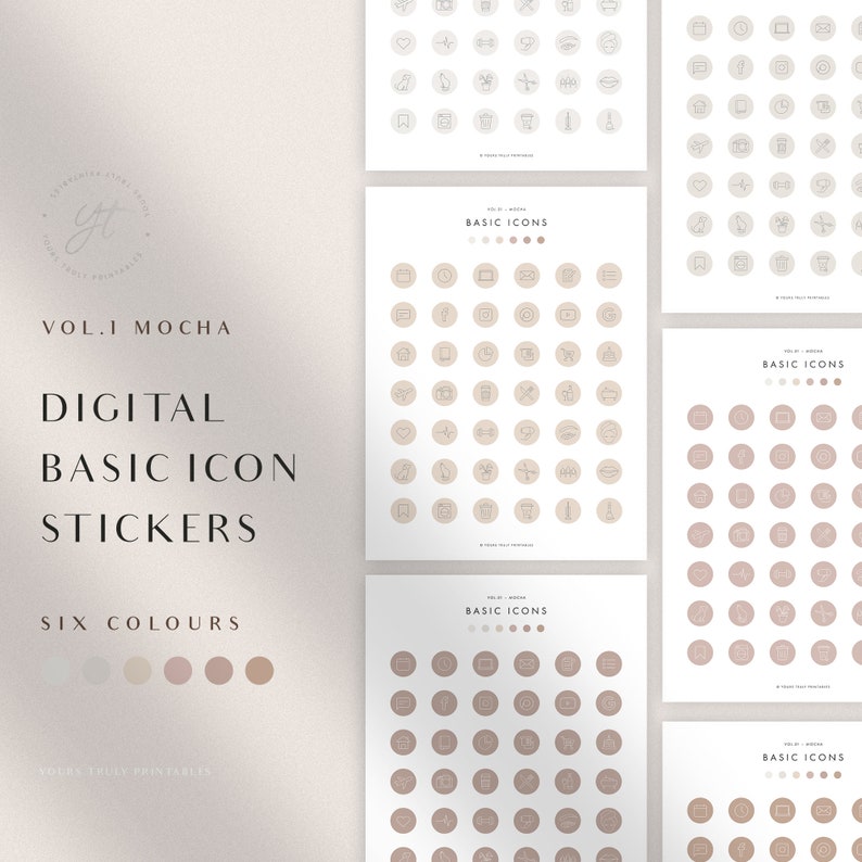 Neutral Icon Digital Stickers - Goodnotes Sticker Book, Everyday ...