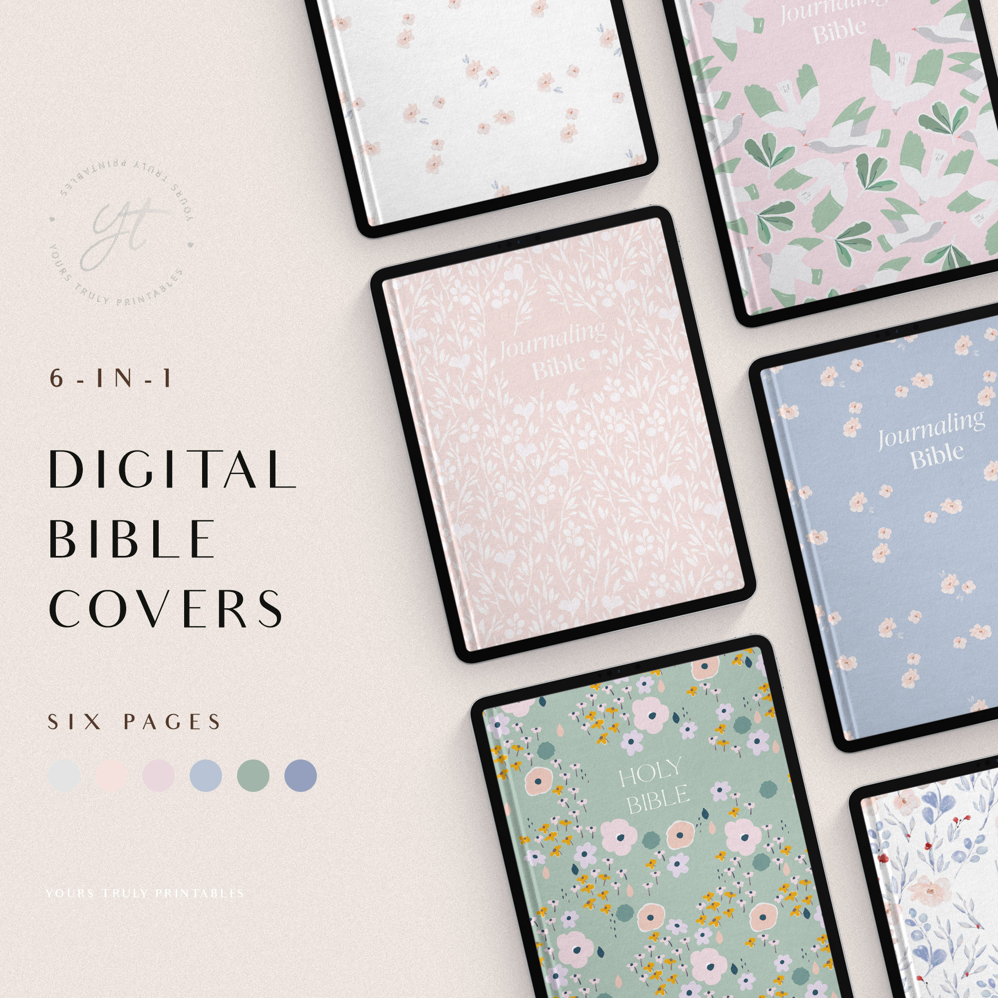 Digital Bible Cover Bundle – Realistic Floral Hard Covers for Digital ...