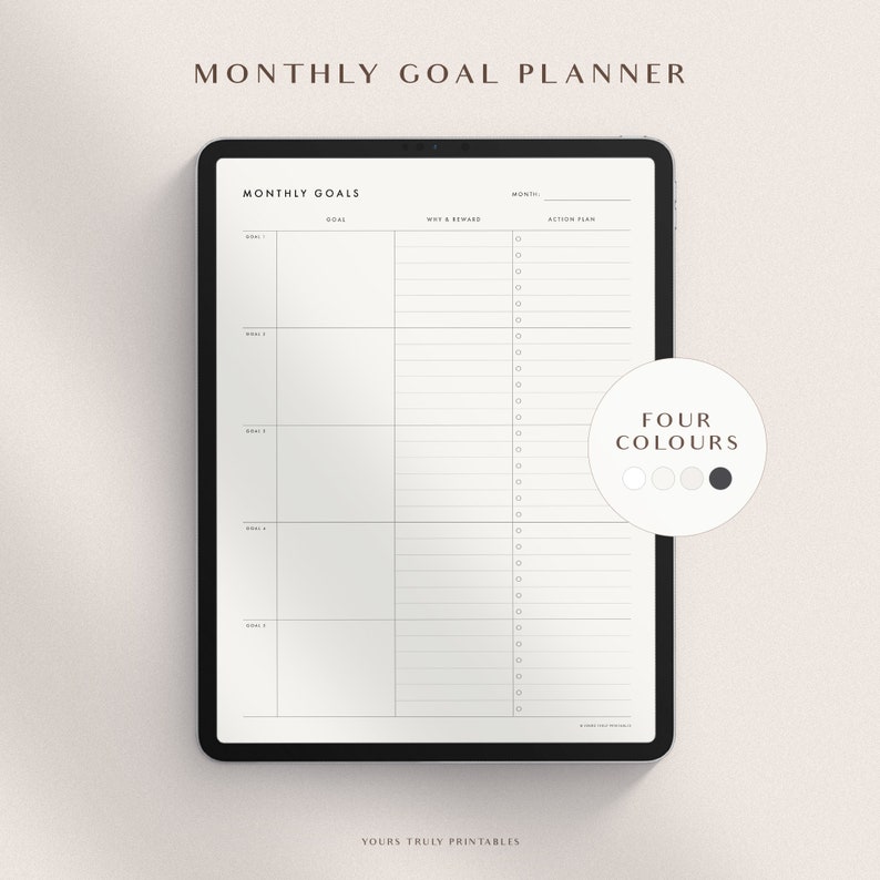 Digital Goal Planner Bundle, Printable Yearly Goals, Goodnotes ...