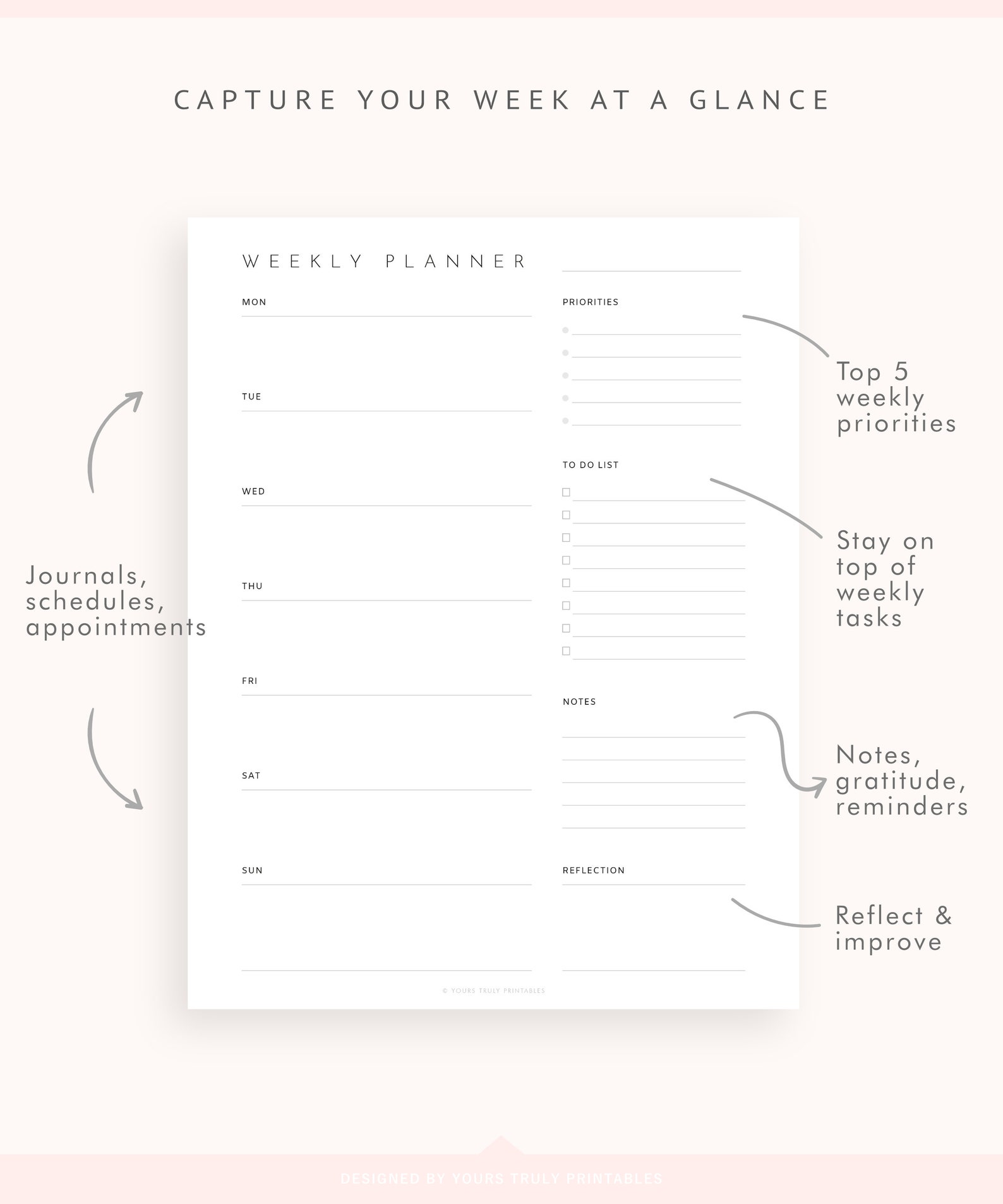 Weekly Planner Printable PDF Editable Weekly Planner Template - Etsy