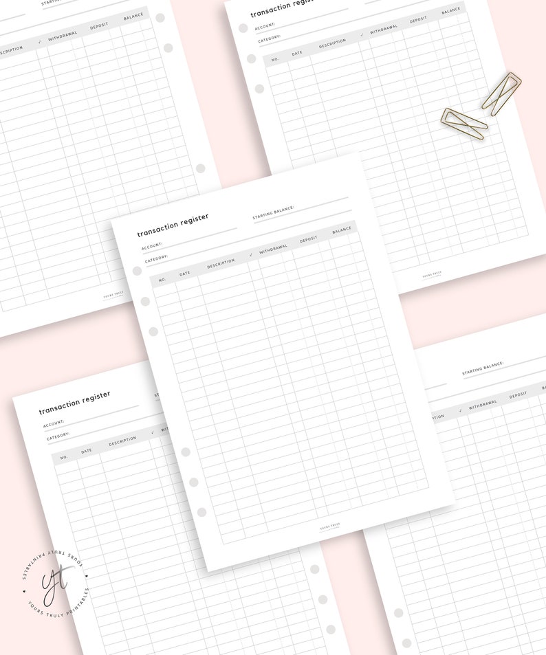 Editable Checkbook Register Template Printable Cash Register | Etsy