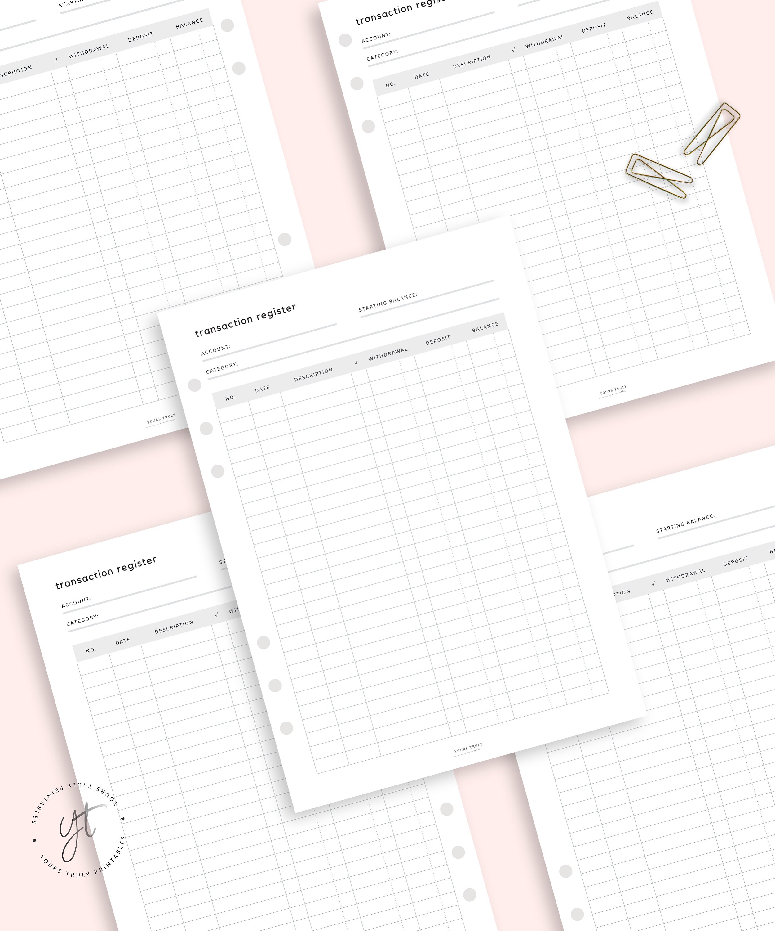 Editable Checkbook Register Template Printable Cash Register | Etsy