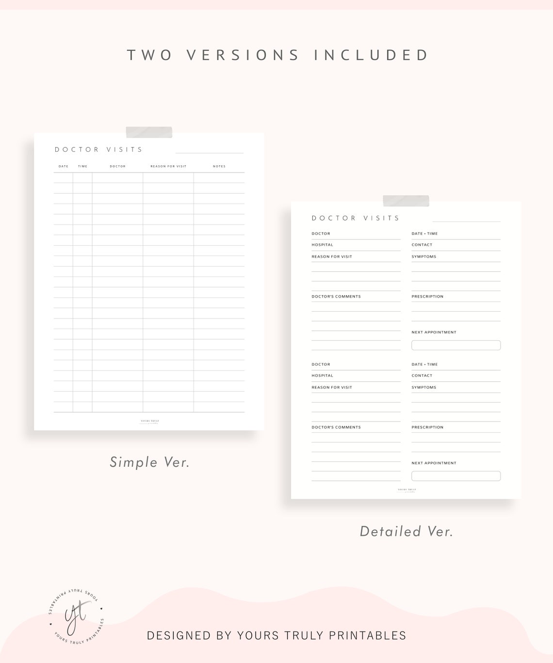 Printable Doctor Visits Tracker, Medical Appointment Log Template ...