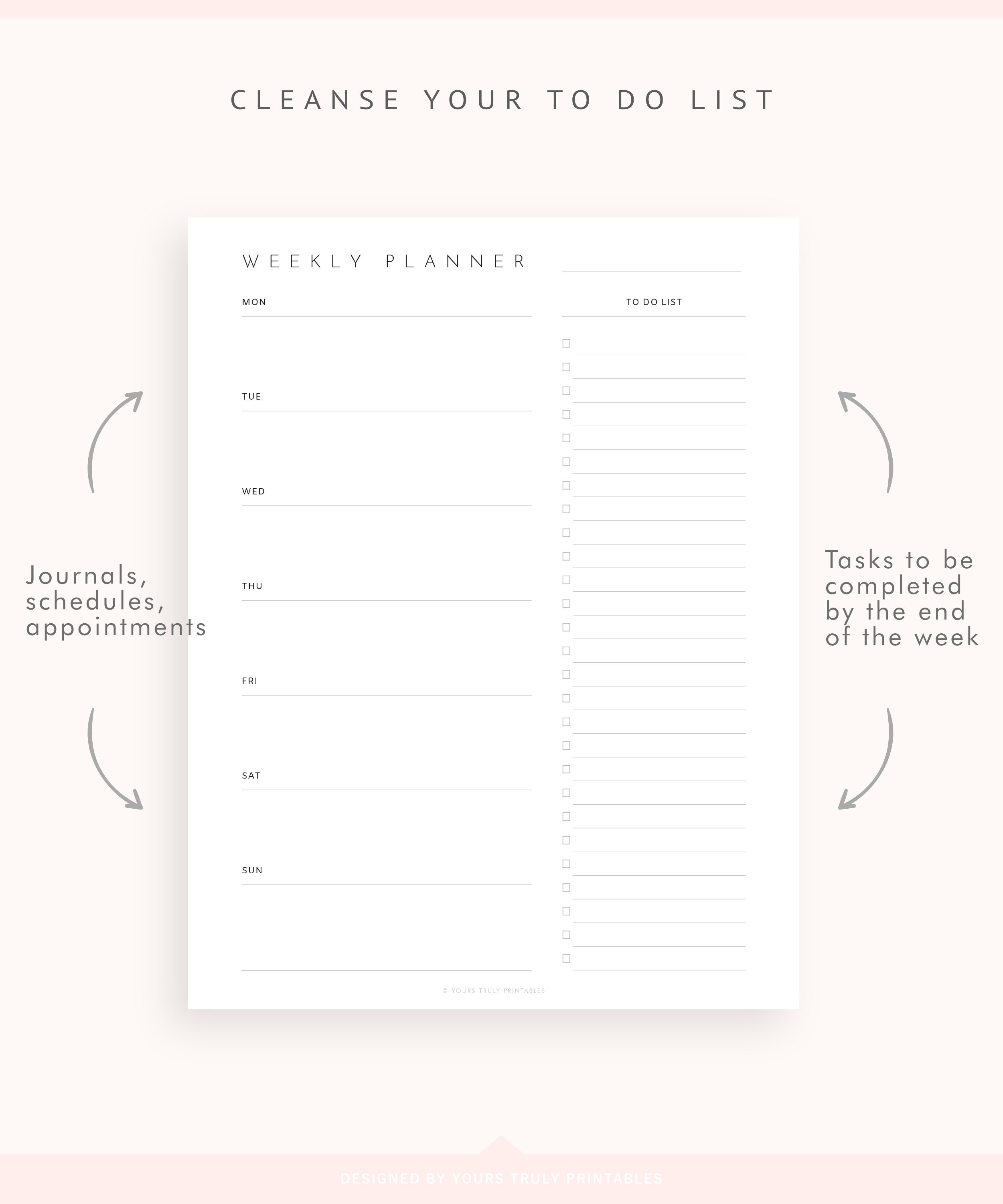 Weekly Planner Printable PDF Editable Weekly Planner Template - Etsy UK