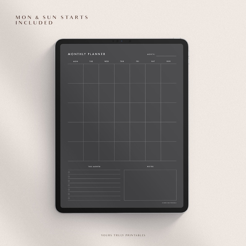 Digital Monthly Planner, Printable Monthly Calendar, Goodnotes Monthly ...