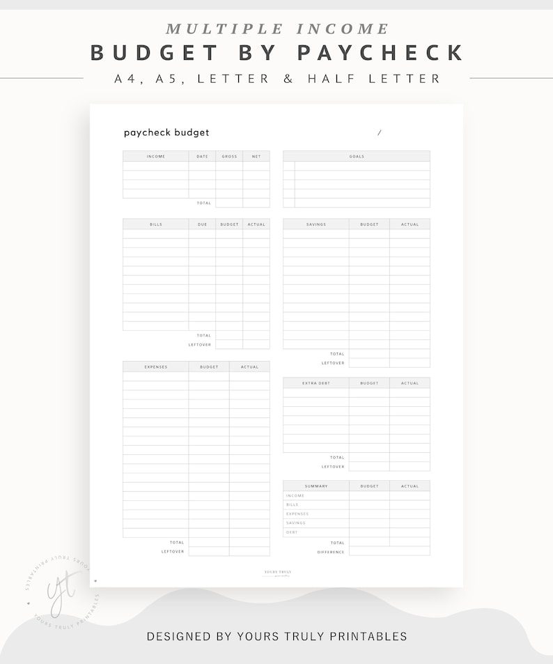 Paycheck Budget Planner Printable Template, Printable Budget Sheet ...