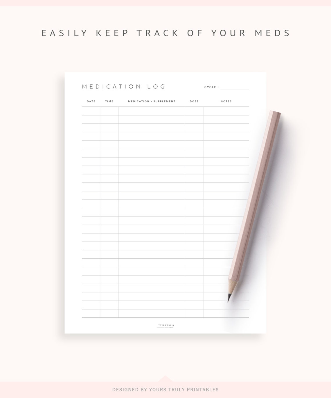 Printable Medication Log Sheet PDF Monthly Medication - Etsy