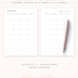 Weekly Lesson Planner Template – Lined and Blank – Monthly Classes ...