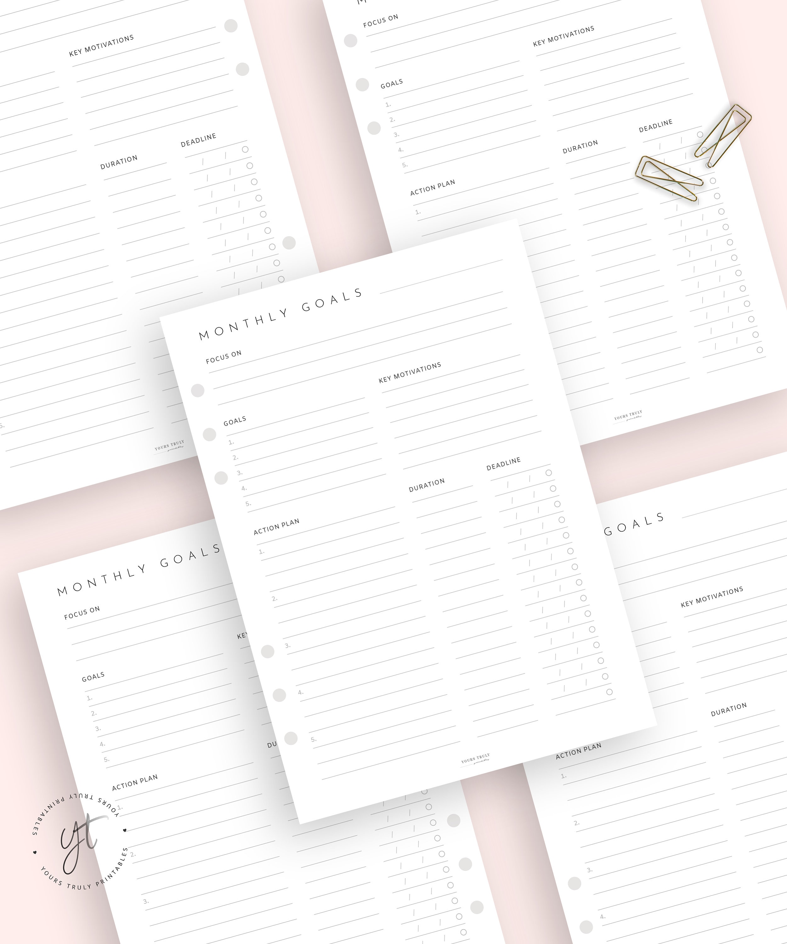 Monthly Goals Template, Monthly Goal Progress Tracker, Simple Goal ...