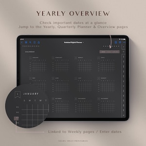 Undated Digital Planner, Dark Mode Planner, Goodnotes Planner, Life ...