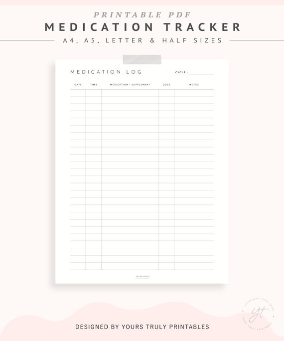 Printable Medication Log Sheet PDF Monthly Medication - Etsy