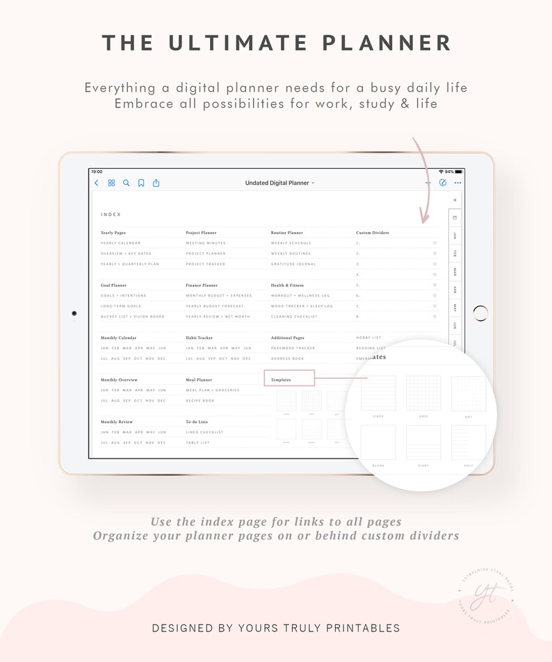 Digital Life Planner Undated Digital Planner Goodnotes - Etsy