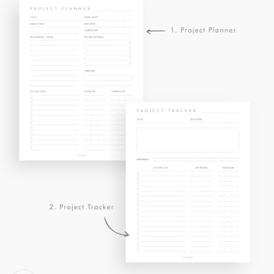 Project Planner Printable, Work Planner, Project Timeline Tracker ...