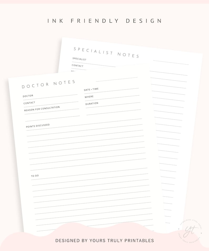 Printable Doctor Visit Notes Specialist Medical Appointment - Etsy