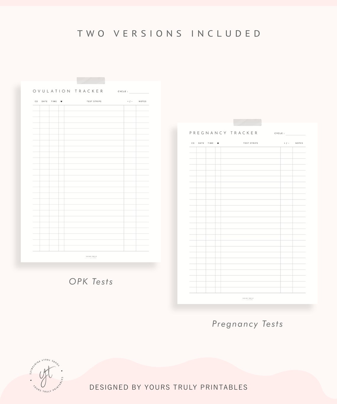 Printable Ovulation Tracker Template & Pregnancy Test Chart, OPK Test ...