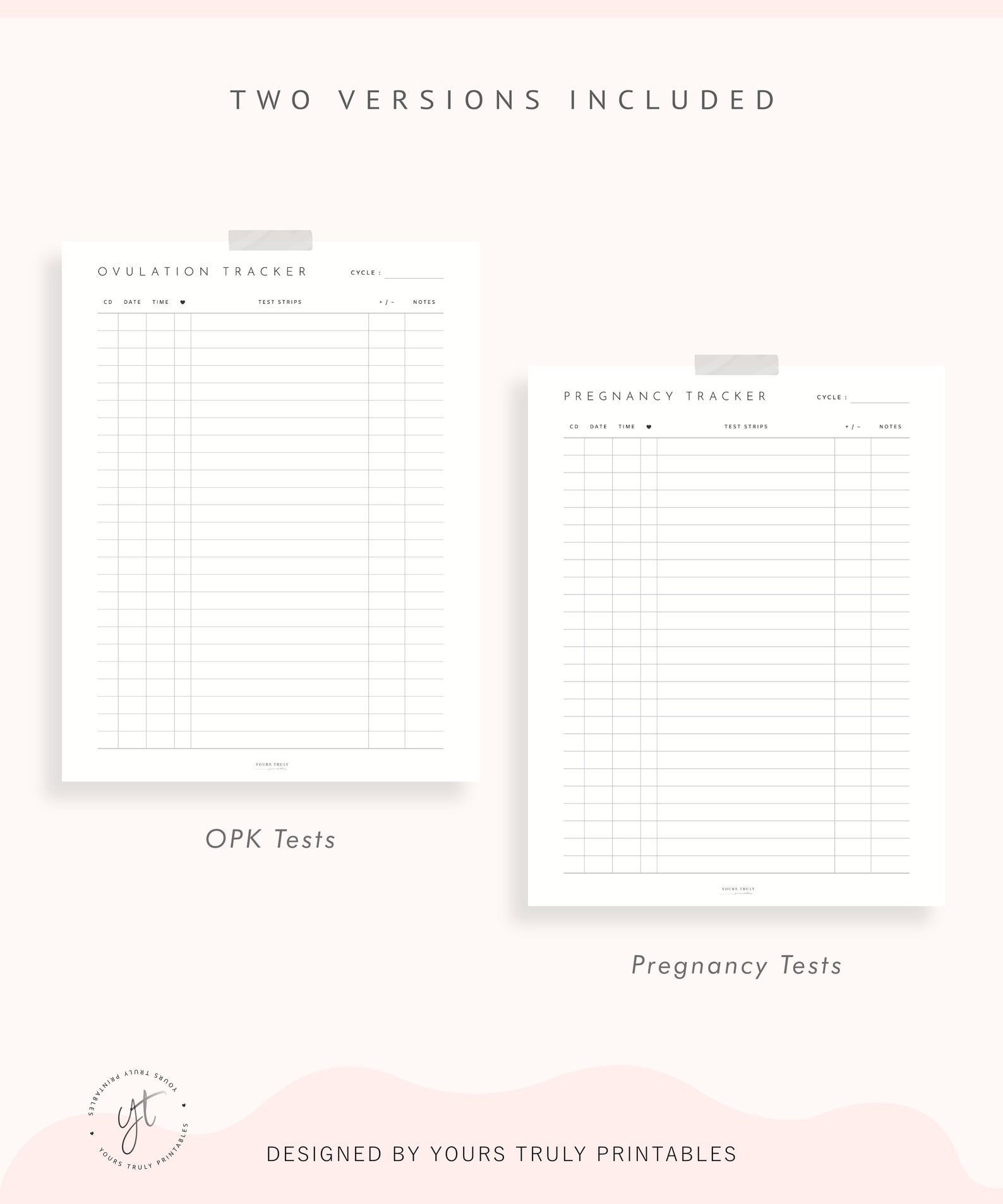 Printable Ovulation Tracker Template & Pregnancy Test Chart, OPK Test ...