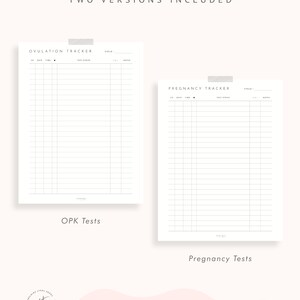 Printable Ovulation Tracker Template & Pregnancy Test Chart, OPK Test ...