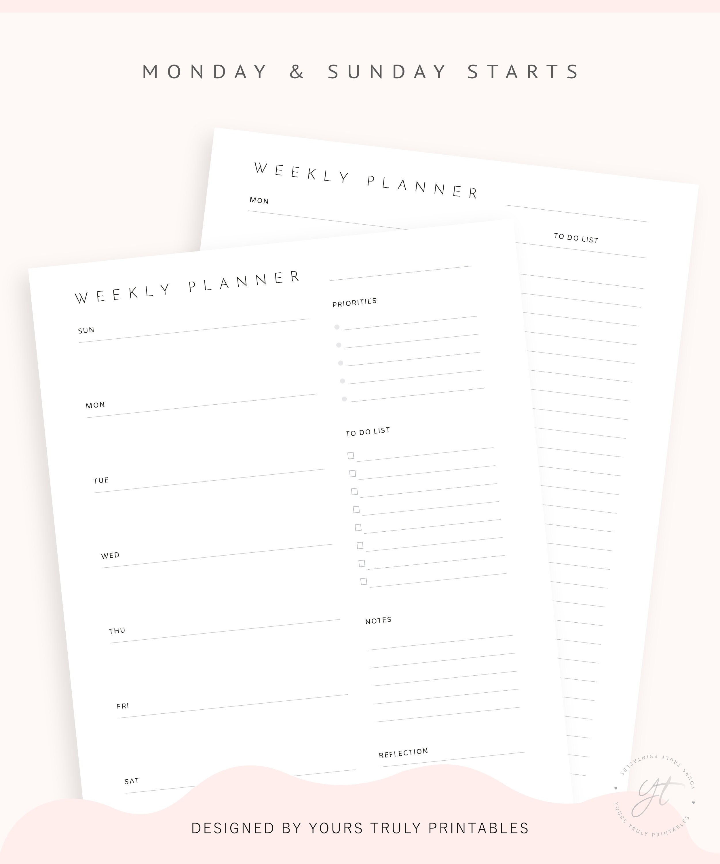 Weekly Planner Printable PDF Editable Weekly Planner Template - Etsy UK