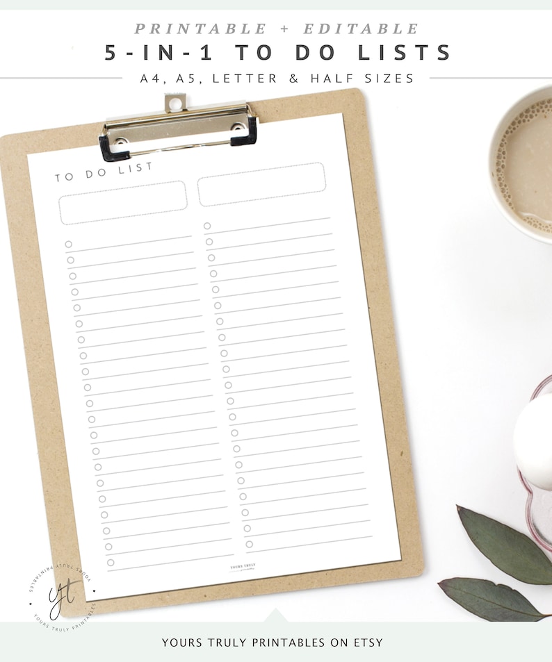 Editable to Do List Bundle, Printable Weekly to Do List, Minimalist ...