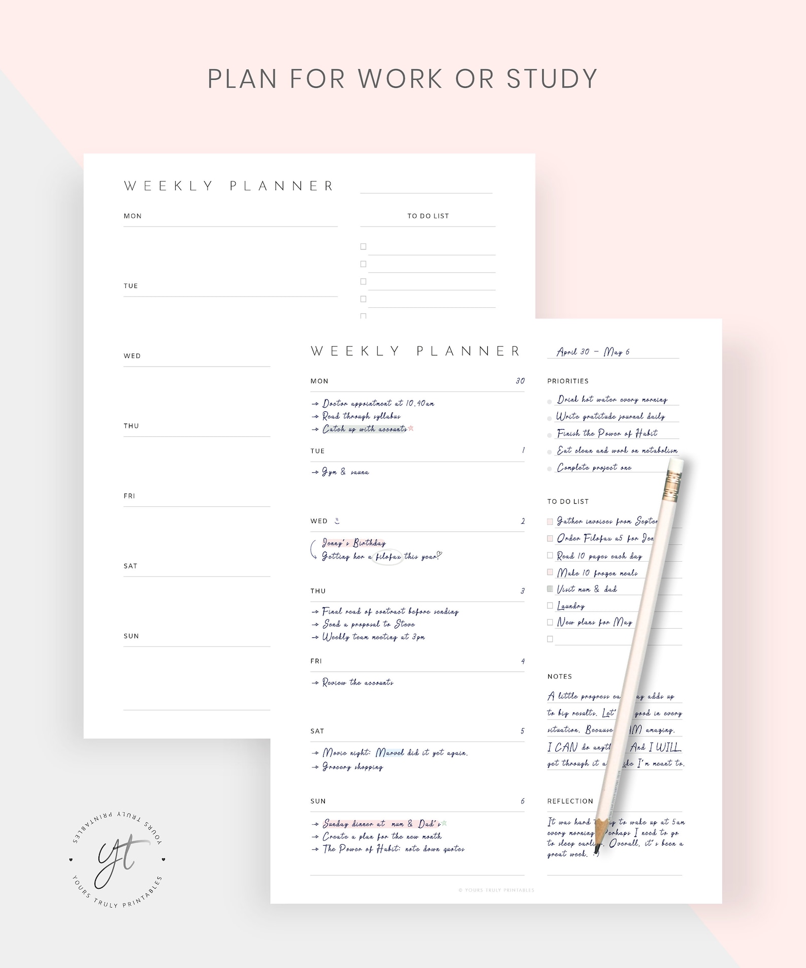 Weekly Planner Printable Kit 14 Weekly Planners Weekly to Do | Etsy