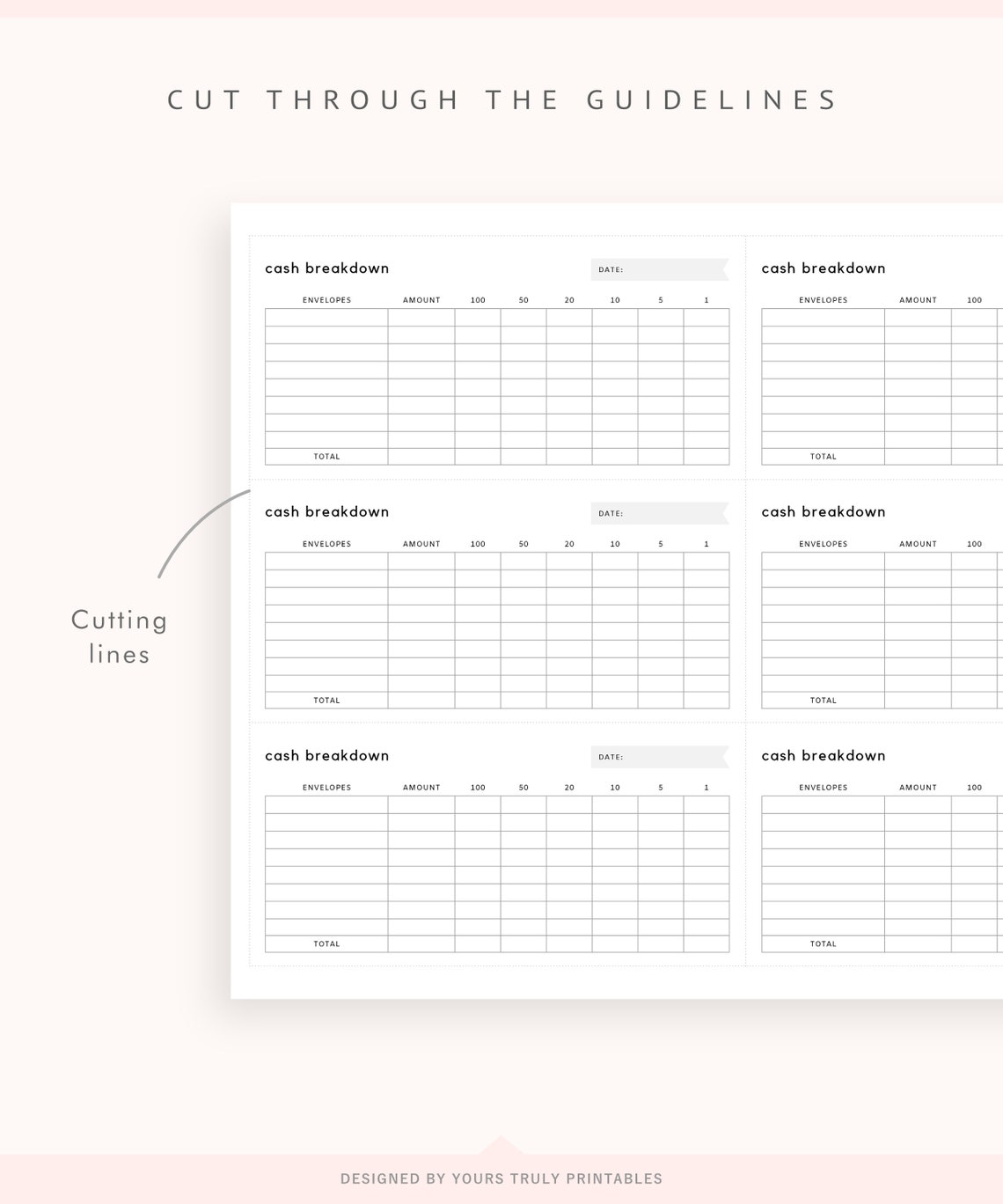 Printable Cash Breakdown Sheet Cash Withdrawal Card Bank - Etsy