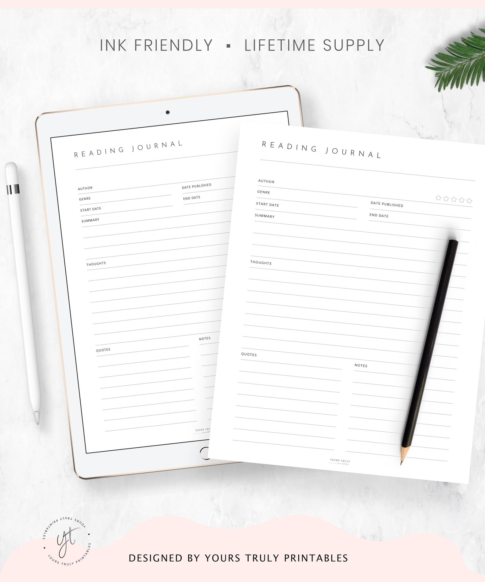 Editable Reading Journal Daily Reading Log With Summary | Etsy UK