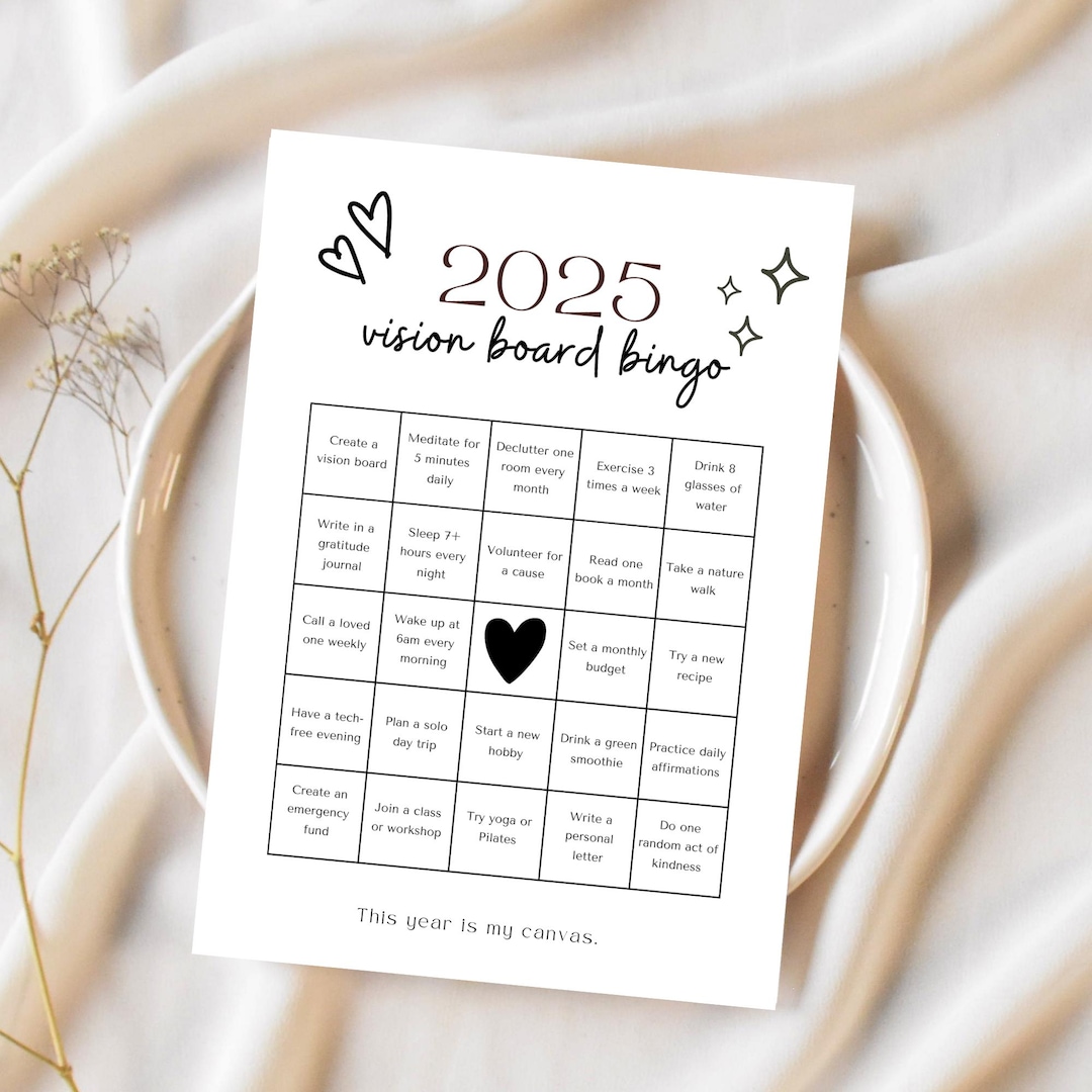 2025 Bingo New Year Template, 2025 Vision Board Bingo, 2025 ...