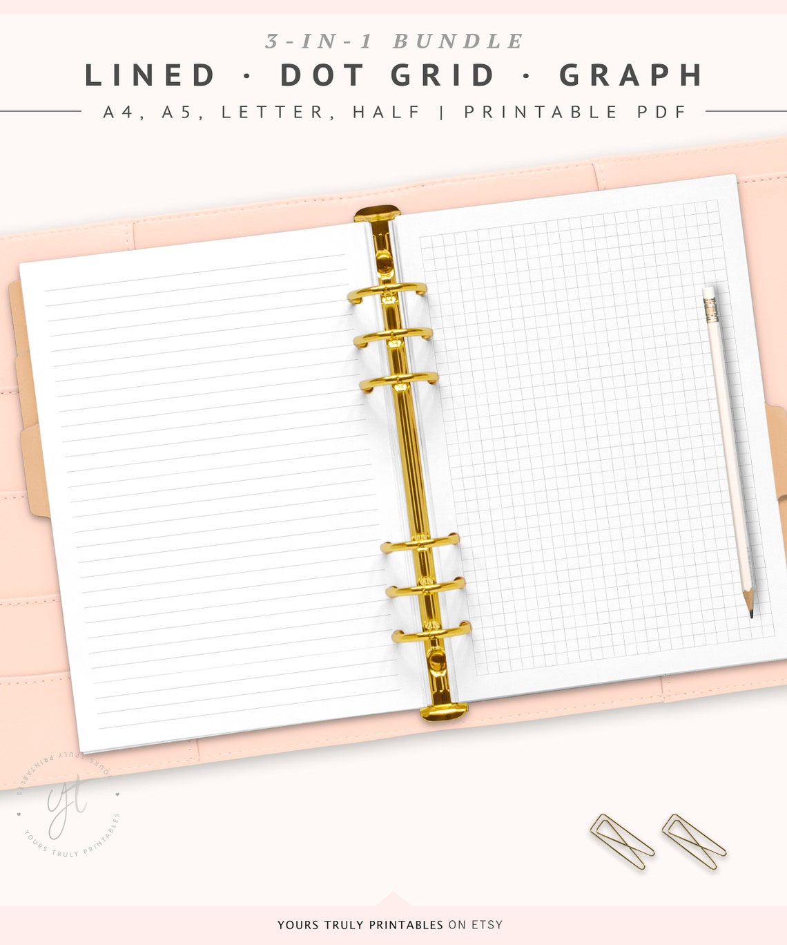 Printable Notebook Paper Templates – Dotted Grid, Graph Paper, Lined ...