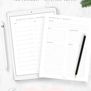 Monthly Goals Template, Monthly Goal Progress Tracker, Simple Goal ...