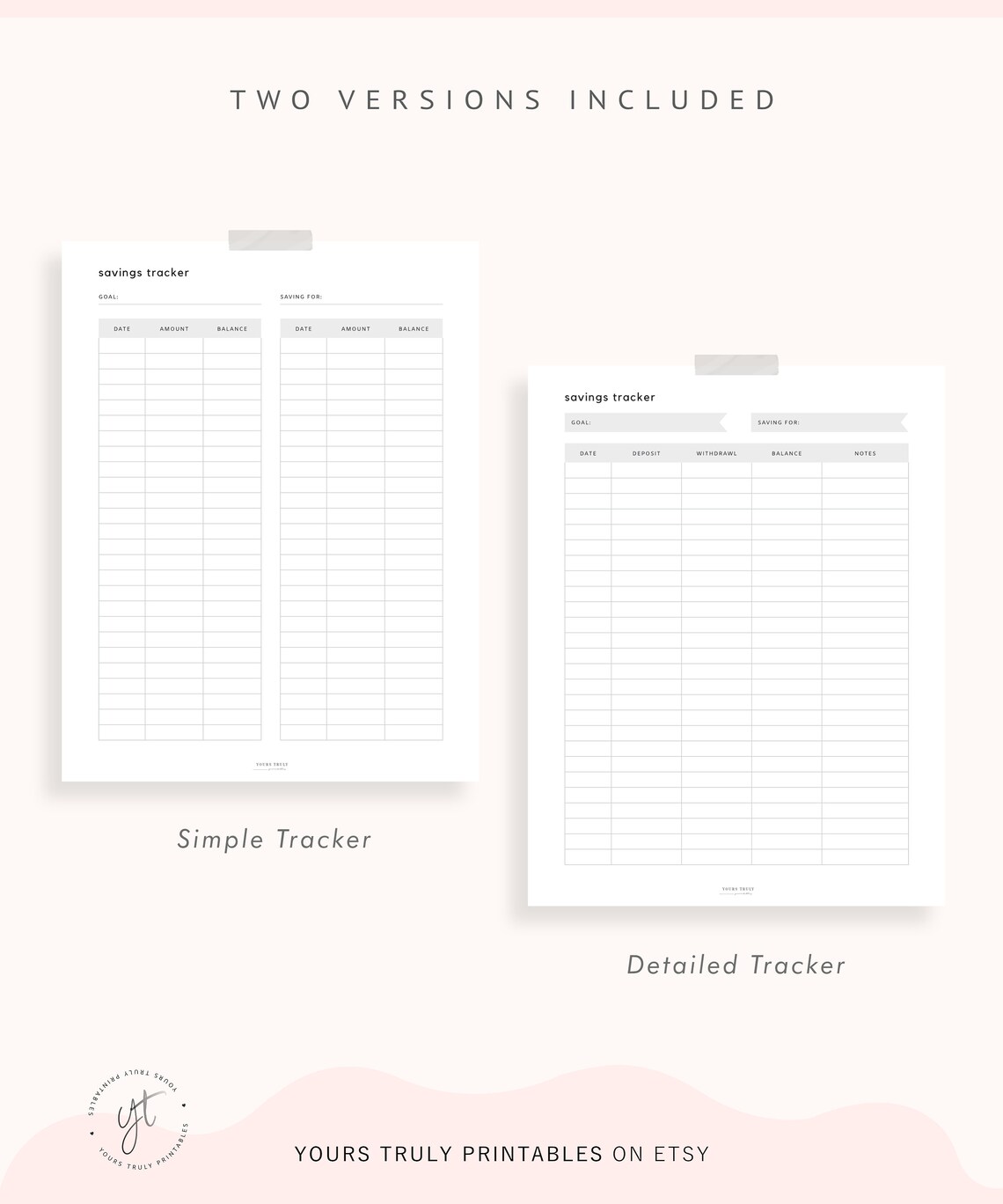 Savings Tracker Printable PDF Savings Goal Planner Money | Etsy