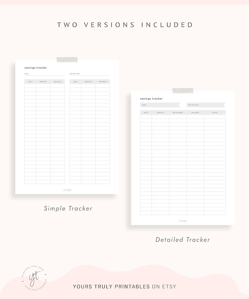 Savings Tracker Printable PDF Savings Goal Planner Money | Etsy