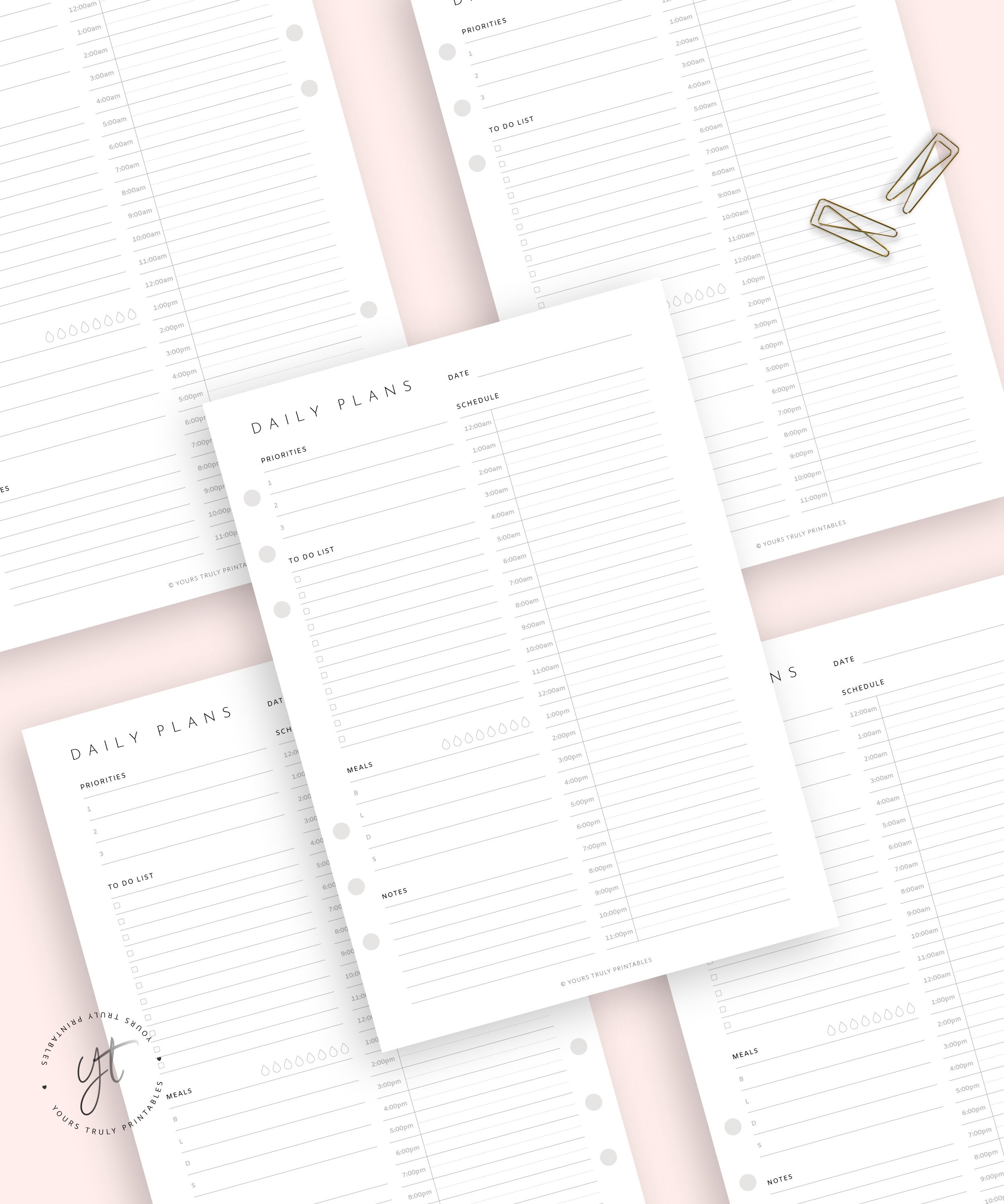 24 Hour Daily Planner Printable Half Hourly Day to Do List | Etsy